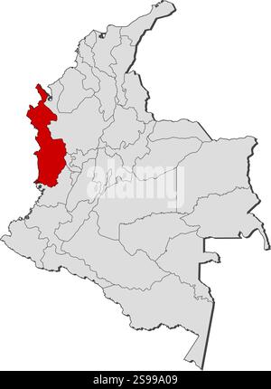 Map of Colombia with the provinces, Choco is highlighted by orange ...