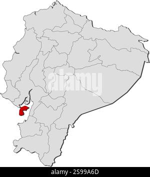 Ecuador provinces Map black country illustration Stock Vector Image ...