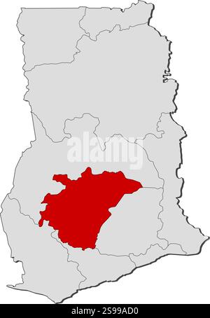 Map of Ghana with the provinces, Ashanti is highlighted Stock Vector ...