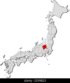 Map of Japan with the provinces, Gunma is highlighted in yellow Stock ...