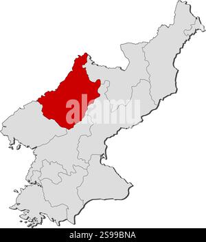 Map of North Korea with the provinces, Chagang is highlighted Stock ...