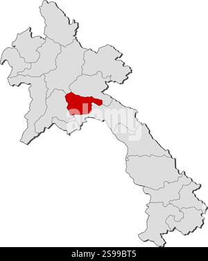 Map of Laos with the provinces, Xaisomboun is highlighted by orange ...