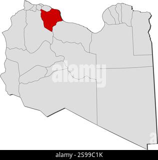 Misrata District (Districts of Libya, State of Libya, Tripolitania) map ...