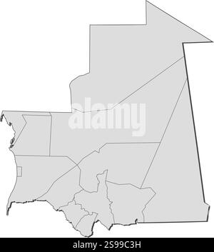 Map of Mauritania with the provinces Stock Vector Image & Art - Alamy