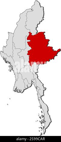 Map of Myanmar with the provinces, Shan is highlighted by orange Stock Vector Image & Art - Alamy