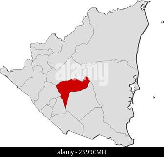 Map of Nicaragua with the provinces, Boaco is highlighted by orange ...