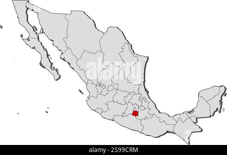 Map of Mexico with the provinces, Morelos is highlighted by orange ...