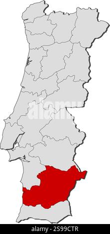 Map of Portugal with the provinces, Beja is highlighted Stock Vector ...
