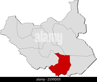 Central Equatoria state (States of South Sudan, Equatoria Region) map ...