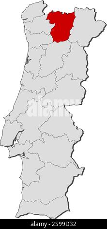 Map of Vila Real, Portugal map, region of Portugal, showing its states ...