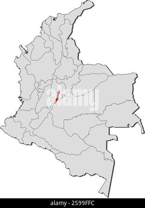 Vector map of Colombia with departments, capital region and ...