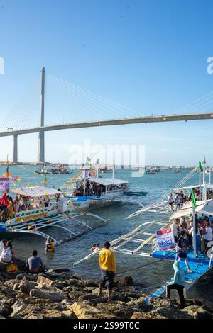 2025 Fluvial parade, boats mooring, Sinulog festival in Cebu ...