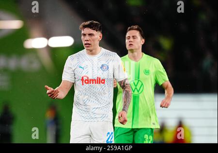 January 24 2025: Nicolai Remberg (Holstein Kiel) controls the ball ...