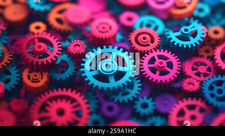 Intricate and Vibrant Clockwork Mechanism Representing the Harmony and ...