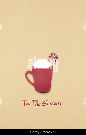Creative concept photo of tableware christmas hat in on brown ...