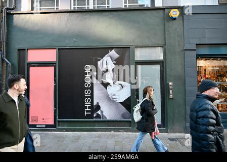 this is soho poster on empty shop in berwick street W1 central london ...