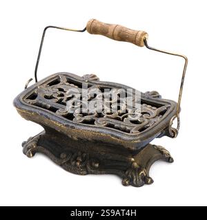 Antique portable metal roaster. Isolated image Stock Photo - Alamy