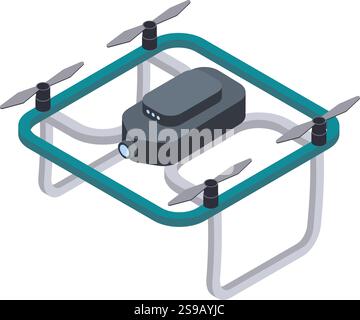 Modern drone is flying with its four propellers spinning rapidly Stock ...