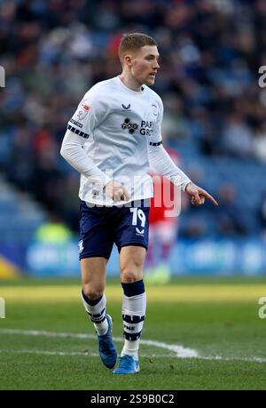 Preston North End's Lewis Gibson during the Sky Bet Championship match ...
