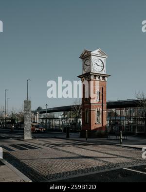 The clock tower at Altrincham interchange Stock Photo - Alamy
