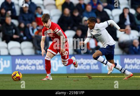 Jayden Meghoma of Preston North End passes the ball forward during the ...