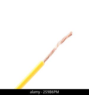 Yellow stripped electrical wire on white background Stock Photo - Alamy