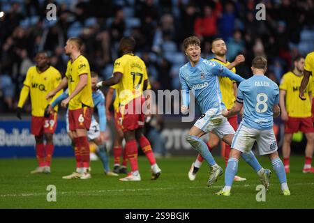 Coventry City's Victor Torp (centre right) scores their side's first ...