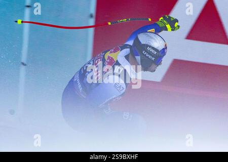 KITZBUEHEL, AUSTRIA - JANUARY 25: Dominik Raschner of Austria during ...
