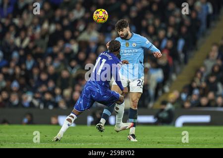 Josko Gvardiol of Manchester City heads on goal during the Premier ...