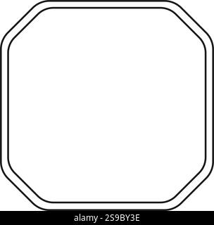 Featuring a simple rounded octagon shape with a double border, creating ...