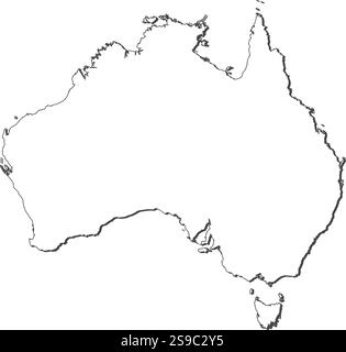Map of Australia, contous as a black line Stock Vector Image & Art - Alamy