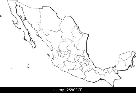 Map of Mexico, contous as a black line Stock Vector Image & Art - Alamy