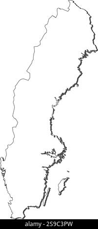 Map of Sweden, contous as a black line Stock Vector Image & Art - Alamy