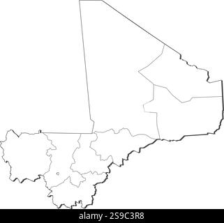Map of Mali, contous as a black line Stock Vector Image & Art - Alamy
