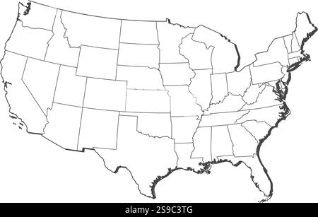 Map of United States, contous as a black line Stock Vector Image & Art ...