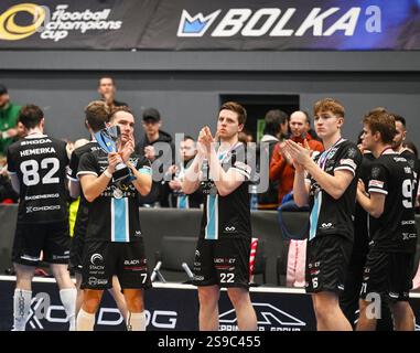 Players of Florbal Mlada Boleslav after they lost the Men's floorball ...