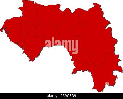 Map of Guinea with the provinces, colored in red Stock Vector Image ...