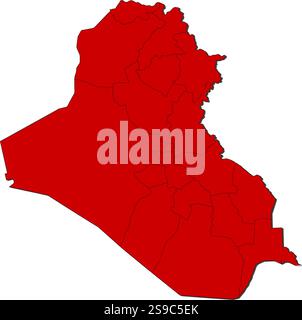 Map of Iraq with the provinces, colored in red Stock Vector Image & Art ...