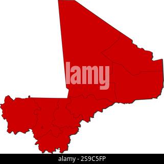 Map of Mali with the provinces, colored in red Stock Vector Image & Art ...