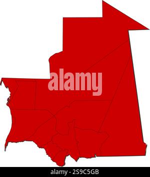 Map of Mauritania with the provinces Stock Vector Image & Art - Alamy