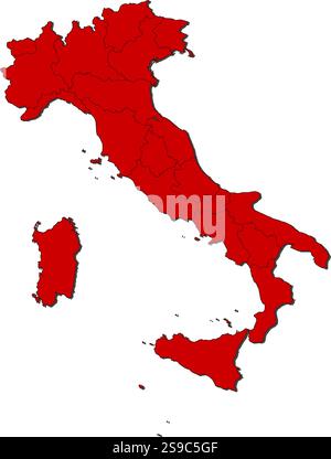 Map of Italy with the provinces, colored in red Stock Vector Image ...