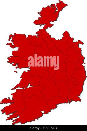 Map of Ireland with the provinces, colored in red Stock Vector Image ...