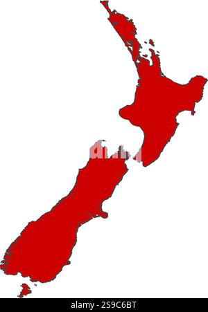 Map of New Zealand with the provinces, colored in red Stock Vector ...