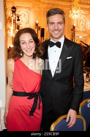 25 January 2025, Hamburg: Ingo Zamperoni, TV presenter and journalist, and his wife Jennifer ...