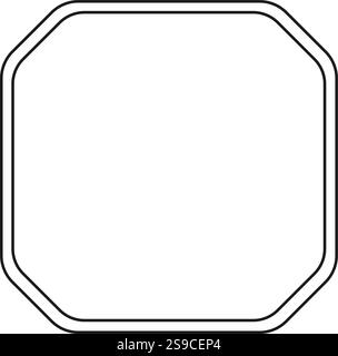 Featuring a simple rounded octagon shape with a double border, creating ...