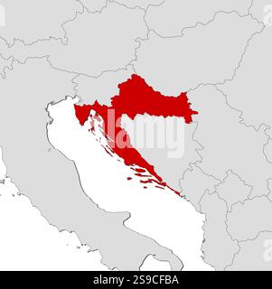 Croatia country black outline silhouettes in three different levels of ...