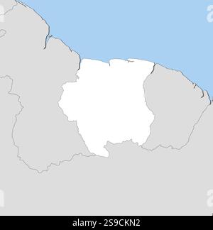 Map of Suriname with regions. Just a simple country border map with ...