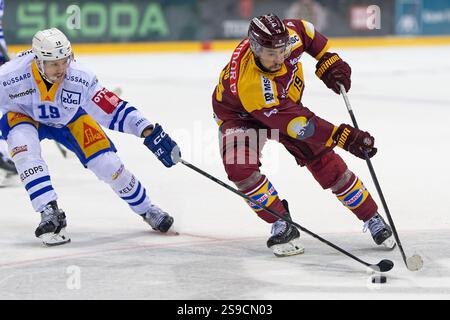 Niklas Hansson #19 (EV Zug) is once again celebrated individually by ...