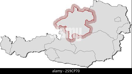 Map of Austria with the provinces, Upper Austria is highlighted Stock ...