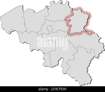 Map of Belgium with the provinces, Limburg is highlighted Stock Vector ...